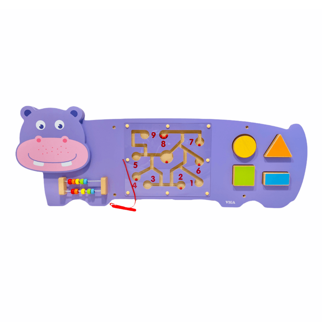 Hippo Activity Wall Panel for Kids | Wooden Sensory Busy Board Educati ...